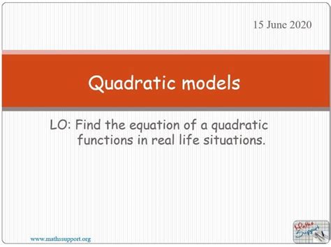 Quadratic Models Teaching Resources