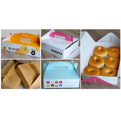 Custom Printed Rectangle Food Packaging Gable Paper Bakery Donut Boxes