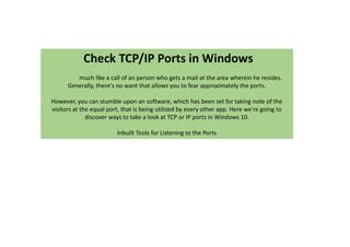 How To Check TCP IP Ports In Windows PPT