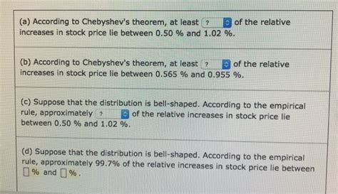 Solved A According To Chebyshevs Theorem At Least Of