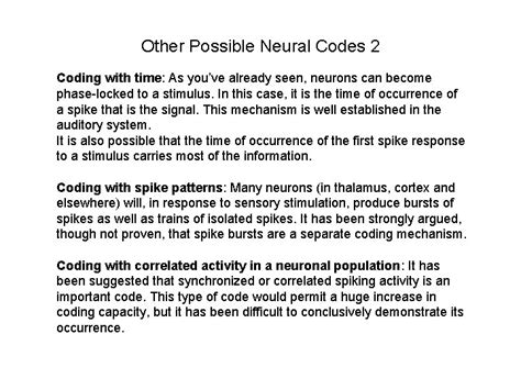 Principles Of Sensory Coding Sensory Systems Appear To