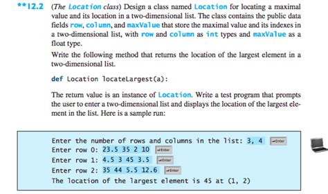Solved 122 The Location Class Design A Class Named