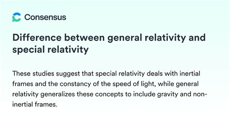 Difference Between General Relativity And Special Relativity Consensus Academic Search Engine