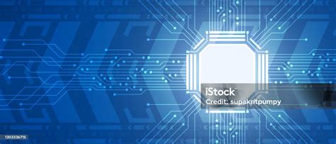 기술 마이크로 칩 블루 회로 기판 디지털 화살표 운동 배경 Cpu에 대한 스톡 벡터 아트 및 기타 이미지 Cpu 가상현실 개념 Istock
