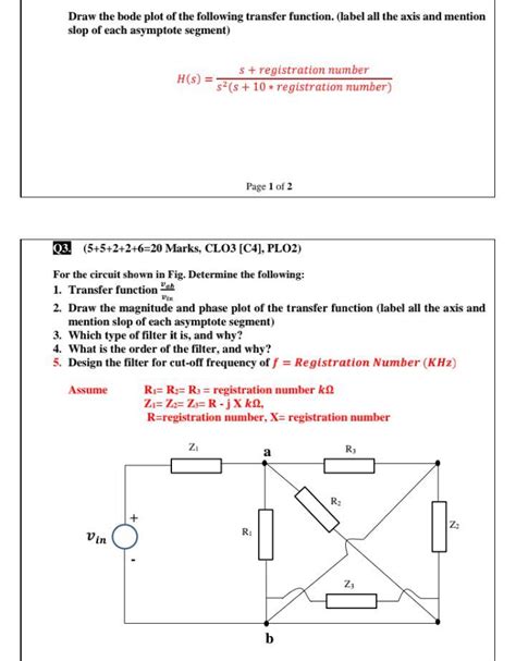 Draw The Bode Plot Of The Following Transfer Chegg Com