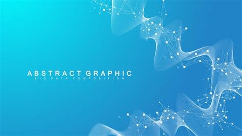 Premium Vector Digits Abstract Background With Connected Line And Dots Wave Flow Digital