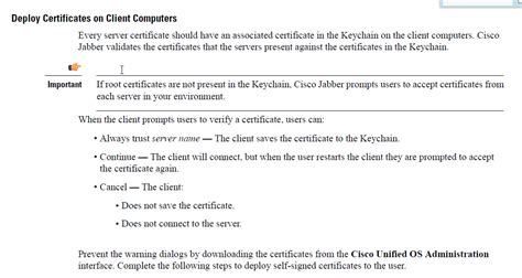 solved untrusted certificate warning for all jabber users cisco