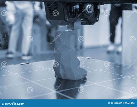 D Printer Printing Prototype Molten Plastic Process Of Creating Prototype Model Stock Photo