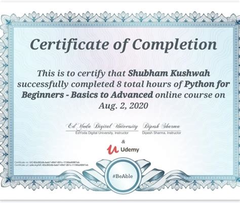 Shubham Kushwah On Linkedin Pythoncourse Onlinecertification
