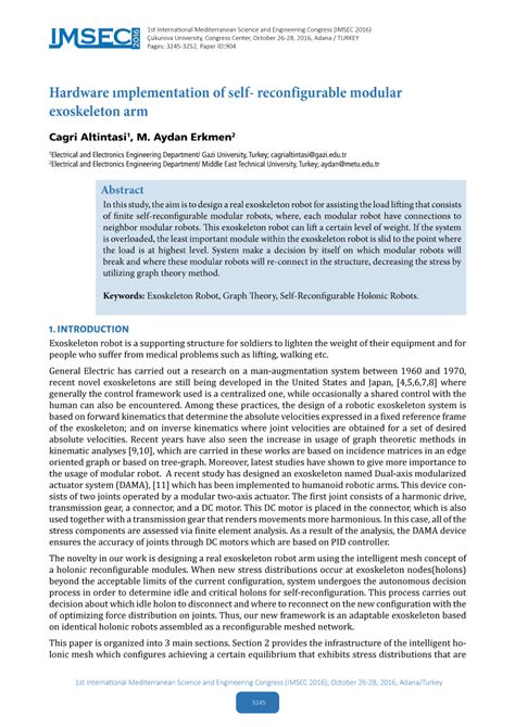 Pdf Hardwareimplementationofself Reconfigurablemodularexoskeletonarm