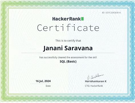 Janani Saravana On Linkedin Sql Hackerrank