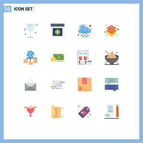16 Thematic Vector Flat Colors And Editable Symbols Of Technology Globe Cloud Printing Height