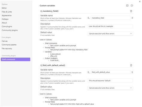 display usages of different configurable items · taitava obsidian