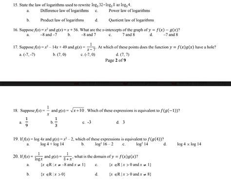 solved 15 state the law of logarithms used to rewrite logs
