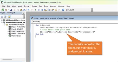 run a macro on a protected sheet in excel excel campus