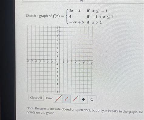 Solved Sketch A Graph Of F X ⎩⎨⎧2x 44−2x 6 If X≤−1 If −1