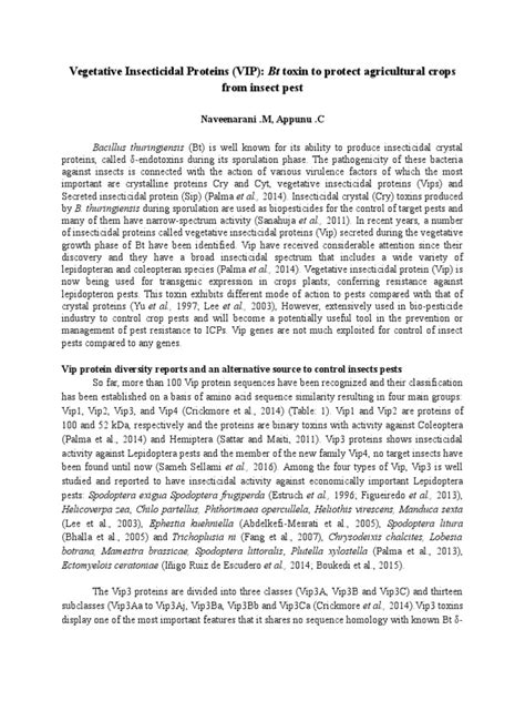 vegetative insecticidal proteins vip bt toxin to protect