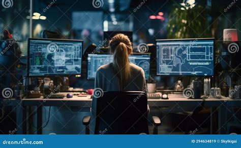 Candid Female Programmer Deeply Engrossed In Her Work Showcasing Passion And Focus In The World