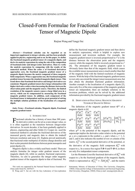 Pdf Closed Form Formulae For Fractional Gradient Tensor Of Magnetic Dipole