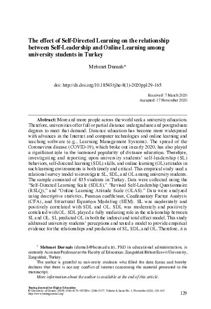 Pdf The Effect Of Self Directed Learning On The Relationship Between Self Leadership And