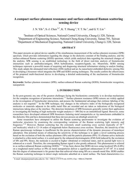 Pdf A Compact Surface Plasmon Resonance And Surface Enhanced Raman