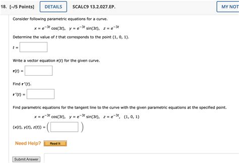 Solved Consider Following Parametric Equations For A Curve Chegg