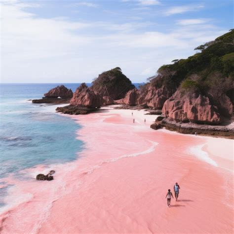 Premium Photo Photo Of People In Front Of Pink Beach In Indonesia