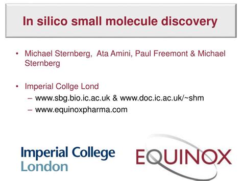 Ppt In Silico Small Molecule Discovery Powerpoint Presentation Free