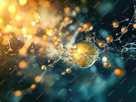 Abstract Molecular Structure With Glowing Particles And Complex Network Connections Premium Ai