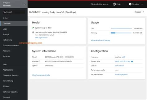 Manage Rocky Linux 9 Almalinux 9 Using Cockpit Dashboard
