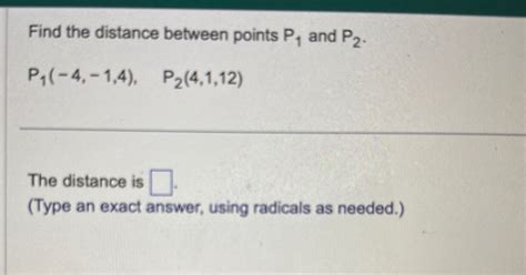 solved find the distance between points p1 ﻿and