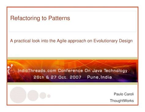 PDF Refactoring To Patterns IndicThreads Refactoring And Agile Techniques Refactoring