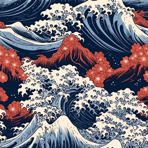 Premium AI Image A Close Up Of A Pattern Of Waves And Clouds Generative Ai