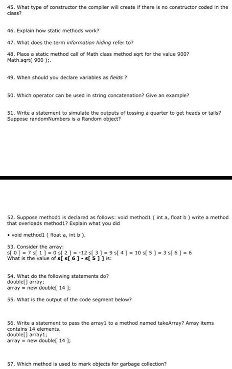Solved 45 What Type Of Constructor The Compiler Will Create