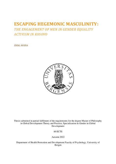Pdf Escaping Hegemonic Masculinity The Engagement Of Men In Gender