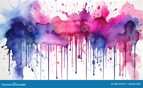 Colorful Watercolor Wash With Drips And Splatters In Shad One Generative Ai Stock Illustration