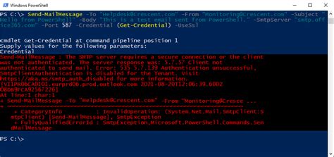 Fix Send Mailmessage Smtpclientauthentication Is Disabled For The