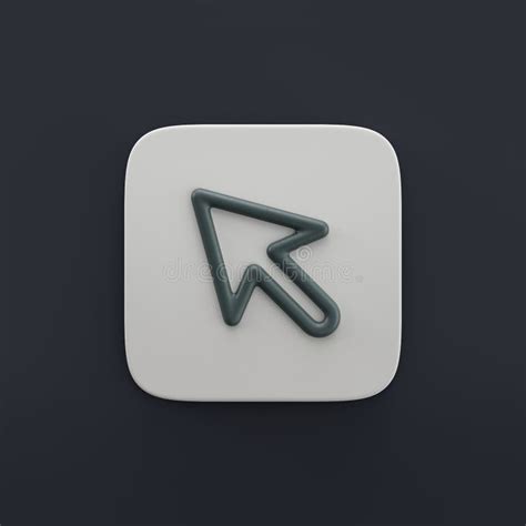 Cursor 3d Icon Outilne Design And Development Icon In Grey Color On A Button Shape 3d