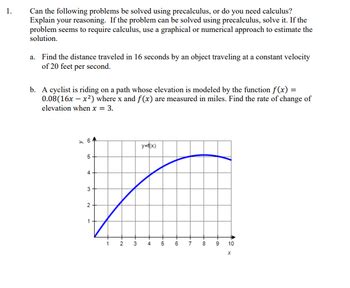 Answered Can The Following Problems Be Solved Using Precalculus Or Do You Need Calculus
