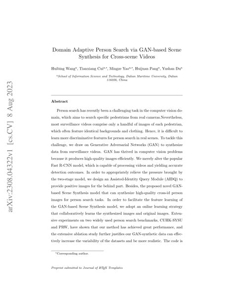 pdf domain adaptive person search via gan based scene synthesis for