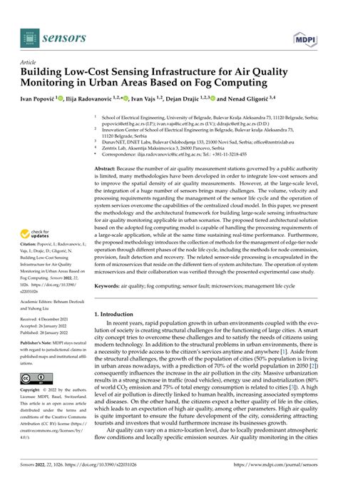 Pdf Building Low Cost Sensing Infrastructure For Air Quality Monitoring In Urban Areas Based
