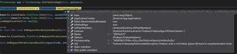 C FirebaseAuth Instance Is Null When Trying To Sign In Create Account Stack Overflow