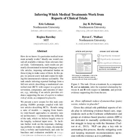 Inferring Which Medical Treatments Work From Reports Of Clinical Trials Acl Anthology