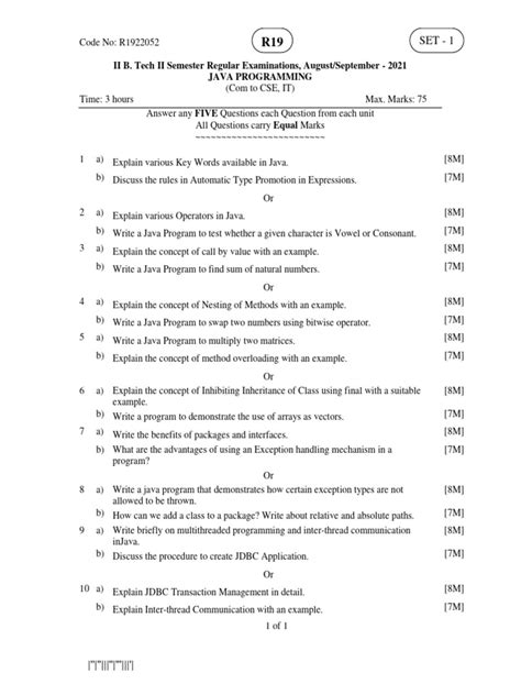 Java Programming R19 Aug 2021 Pdf