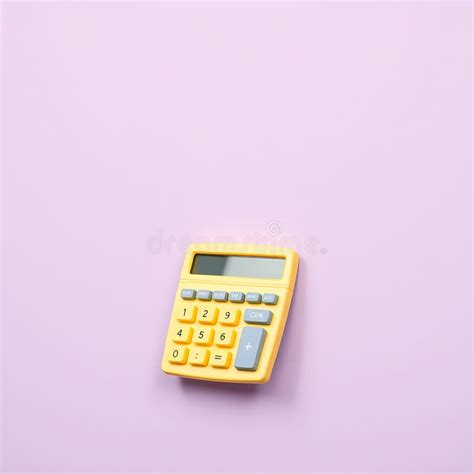 A Sleek Pastel Yellow Calculator On A Soft Lilac Wall Stock