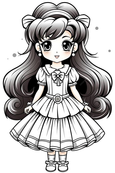 애니메이션 색칠 공부 페이지 프리미엄 벡터