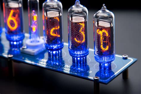In 14 In 19a Shield Nixie Clock With Dots [smf Rgb Usb Tunes] Tubes Sockets Columns