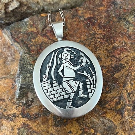 Vintage Hopi Overlay Silver Pendant Reversible By Eddison Wadsworth So