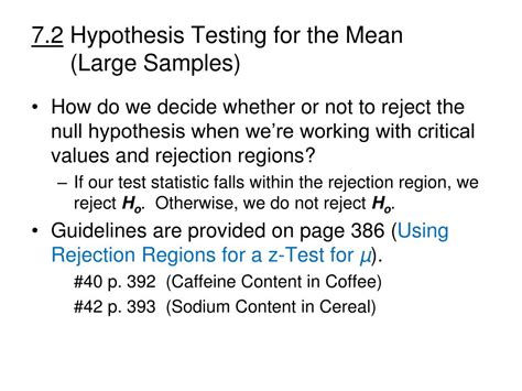Ppt 7 2 Hypothesis Testing For The Mean Large Samples Powerpoint