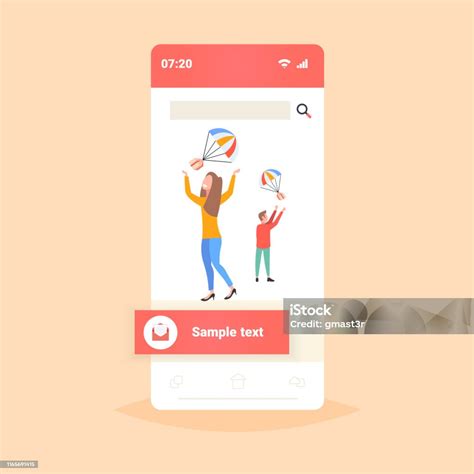 커플 남자 잡는 소포 상자 하늘 교통 배송 패키지 항공 메일 익스프레스 배달 개념 스마트폰 화면 모바일 애플 리 케이 션 전체 길이 평면에서 낙하산으로 떨어지는 가을에 대한